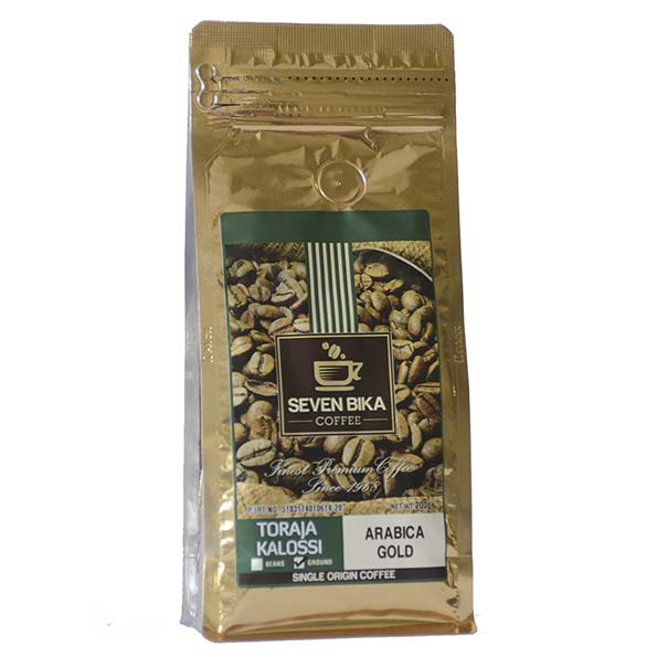 SEVEN BIKA TORAJA KALOSSI ARABICA GOLD 200 Gr [Ground] - Seven Bika Coffee
