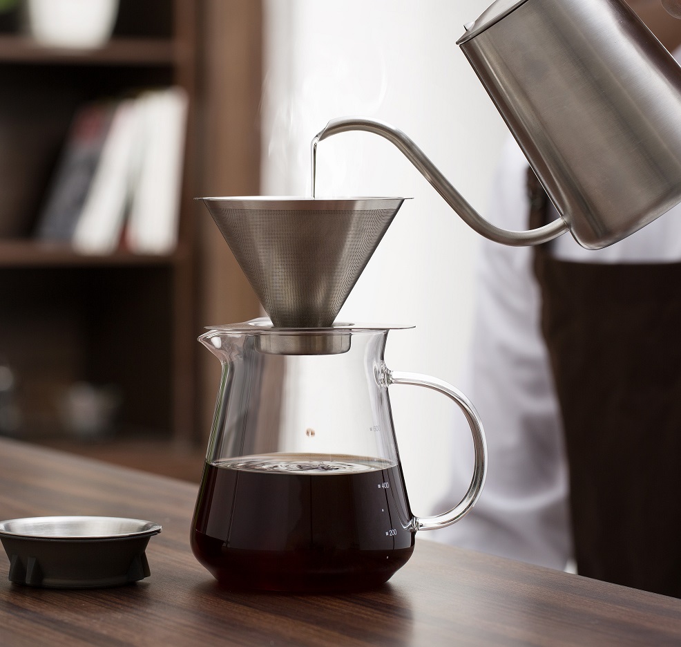 HOT SALE HAND-BLOWN GLASS COFFEE SERVER SET WITH SS DRIPPER FOR HOME ...