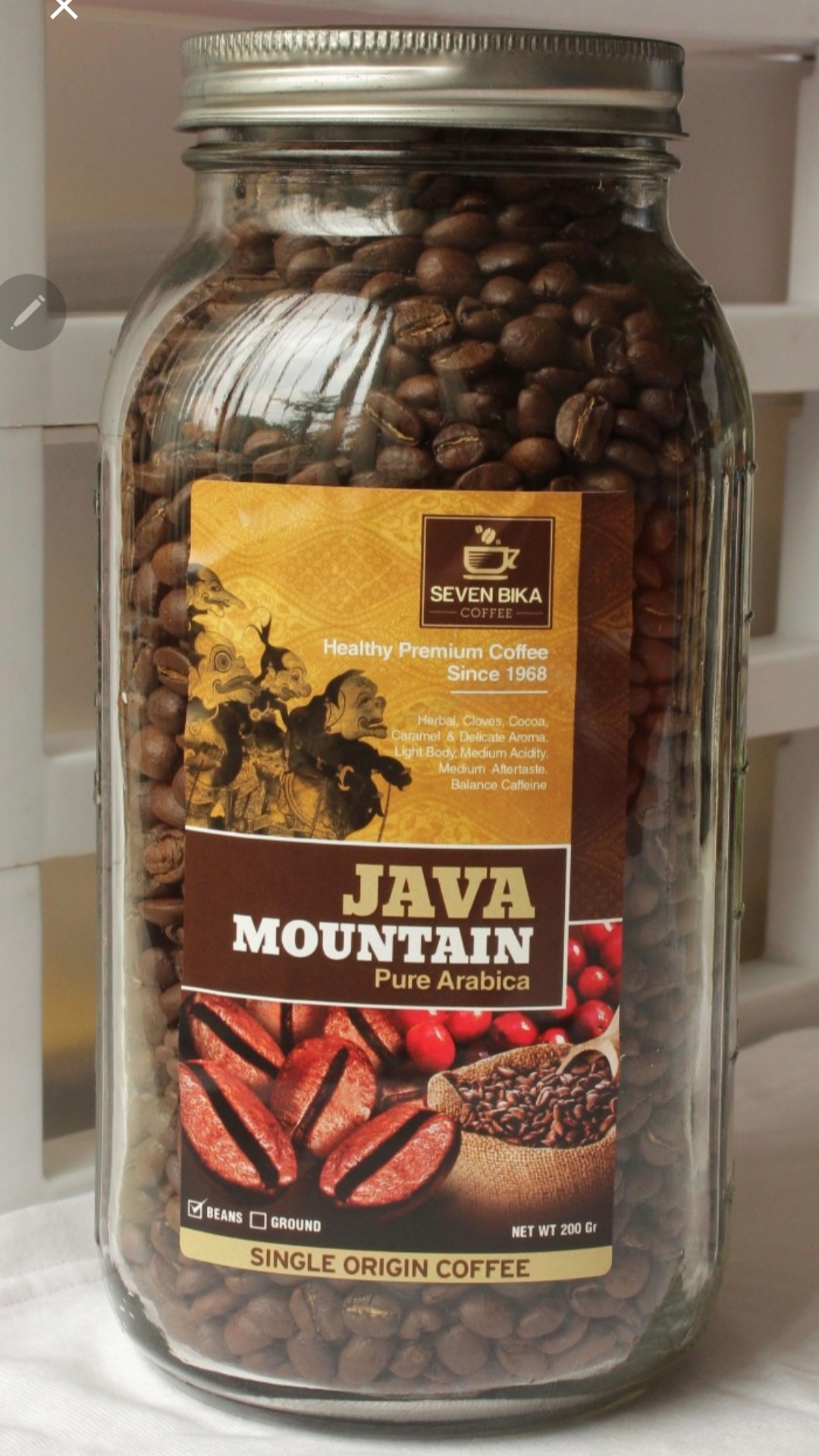 SEVEN BIKA JAVA MOUNTAIN 'COFFEE IN THE BOTTLE' [BEANS / GROUND] 700 GR ...
