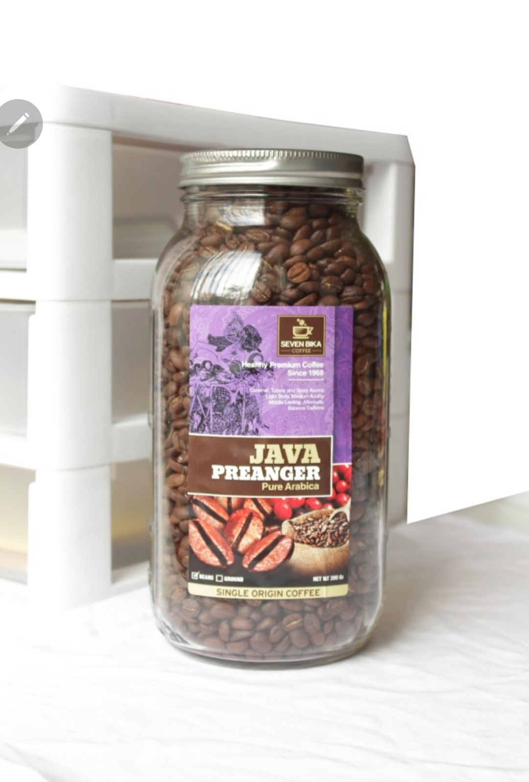 SEVEN BIKA JAVA PREANGER 'COFFEE IN THE BOTTLE' [BEANS / GROUND] 700 GR ...