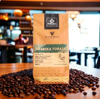 PURE ARABIKA TORAJA 200 GR GROUND - Seven Bika Coffee